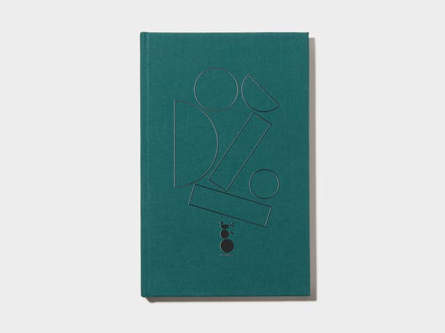 MOO Hardcover Notebook, Dotted, Black Foil, Alpine Green / Pale Peach | MOO