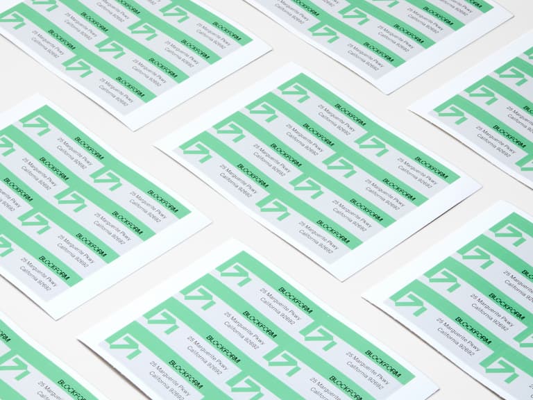 Coated Paper Stickers, Sheet, 1" x 2.75", Rectangular | MOO