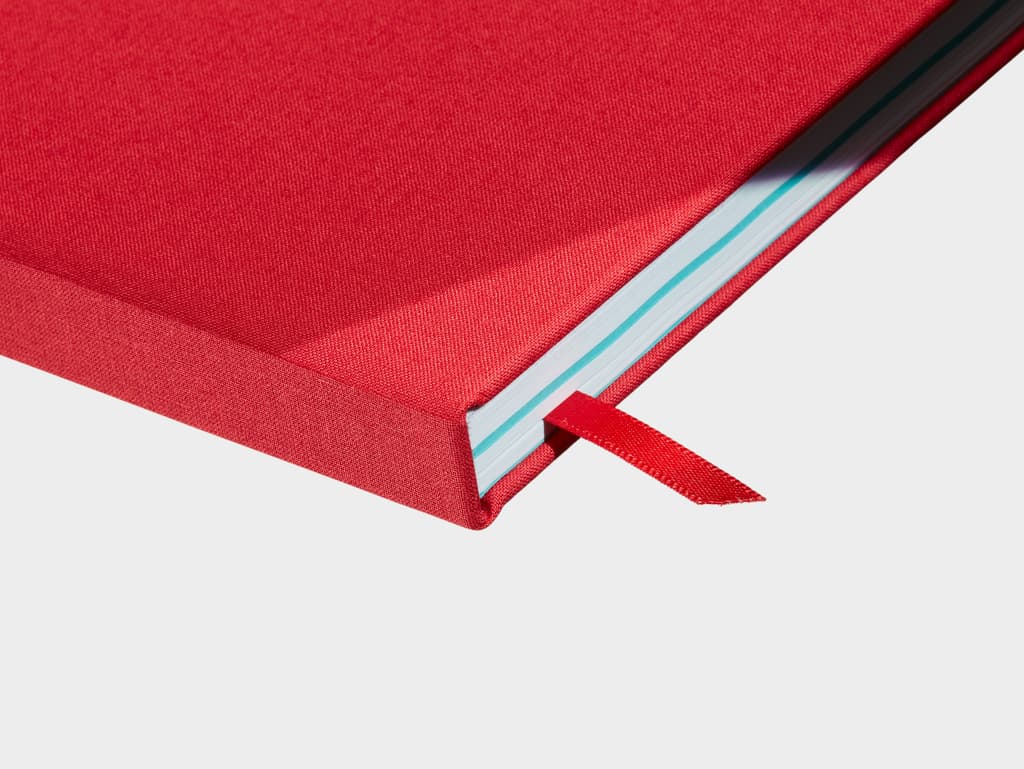 MOO Hardcover Notebook, Lined, Silver Foil, Berry Red / Turquoise | MOO