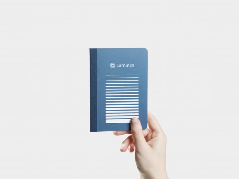 MOO Tape Bound Notebook, White Foil, Midnight Blue, Mini | MOO